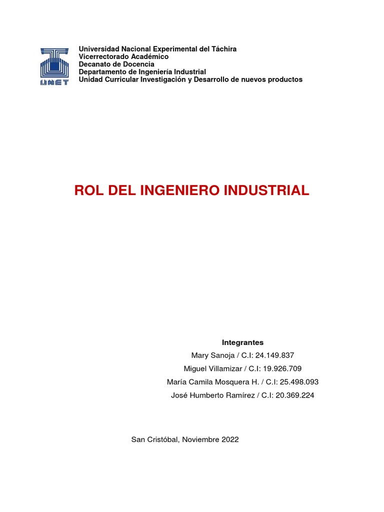 Rol Del Ingeniero Industrial Pdf Descargar Gratis Pdf Ingeniería