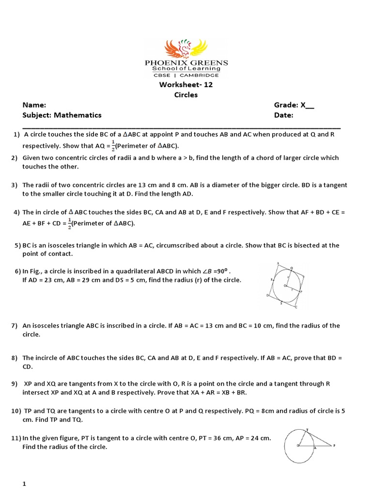 Circle Geometry Problems Worksheet | PDF | Circle | Triangle