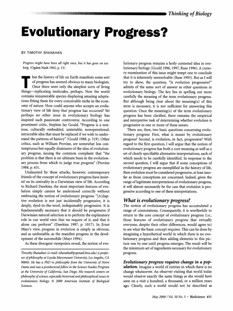 Evolutionary Progress PDF | PDF | Evolution | Natural Selection