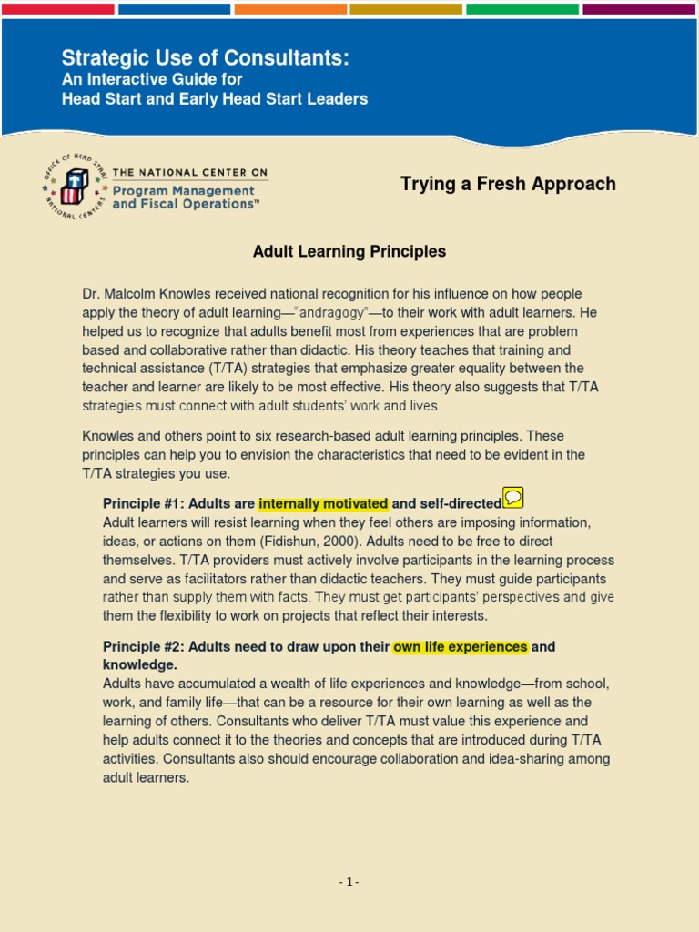 Adult Learning Principles for T/TA | PDF | Adult Education | Learning