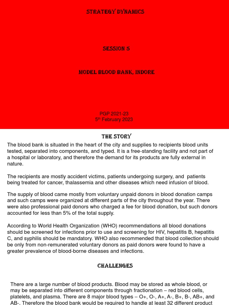 Session 5 - Model Blood Bank | PDF | Blood Donation | Blood