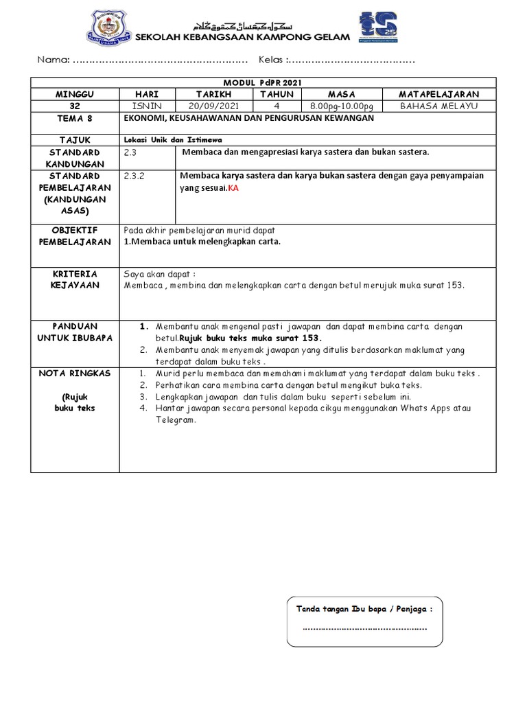 MODUL BM MINGGU 32 TAHUN 4 NRM 2021 PDF | PDF | Kajian Bahasa Asing