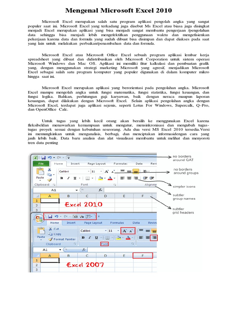 Mengenal Microsoft Excel 2010 | PDF | Komputer