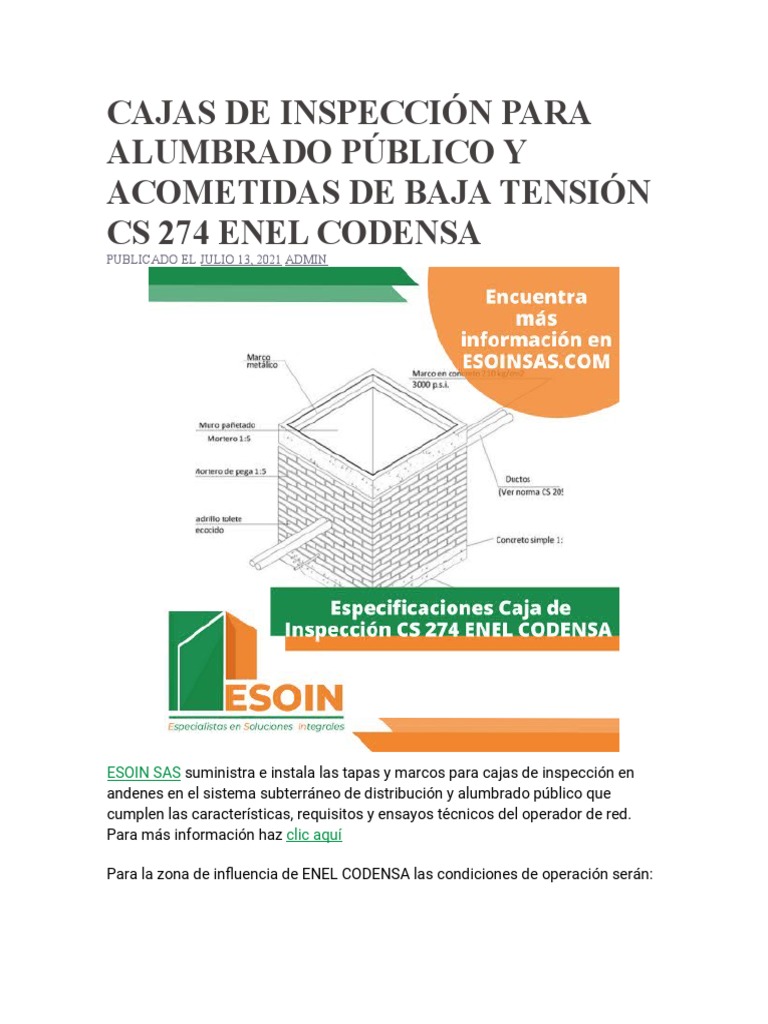 Cajas de Inspección para Alumbrado Codensa | PDF | Materiales | Química