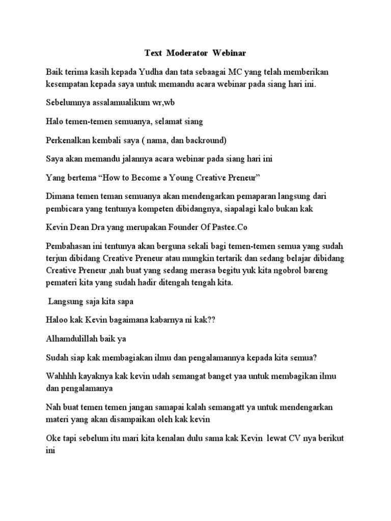 Text Moderator Webinar | PDF | Griya & Taman