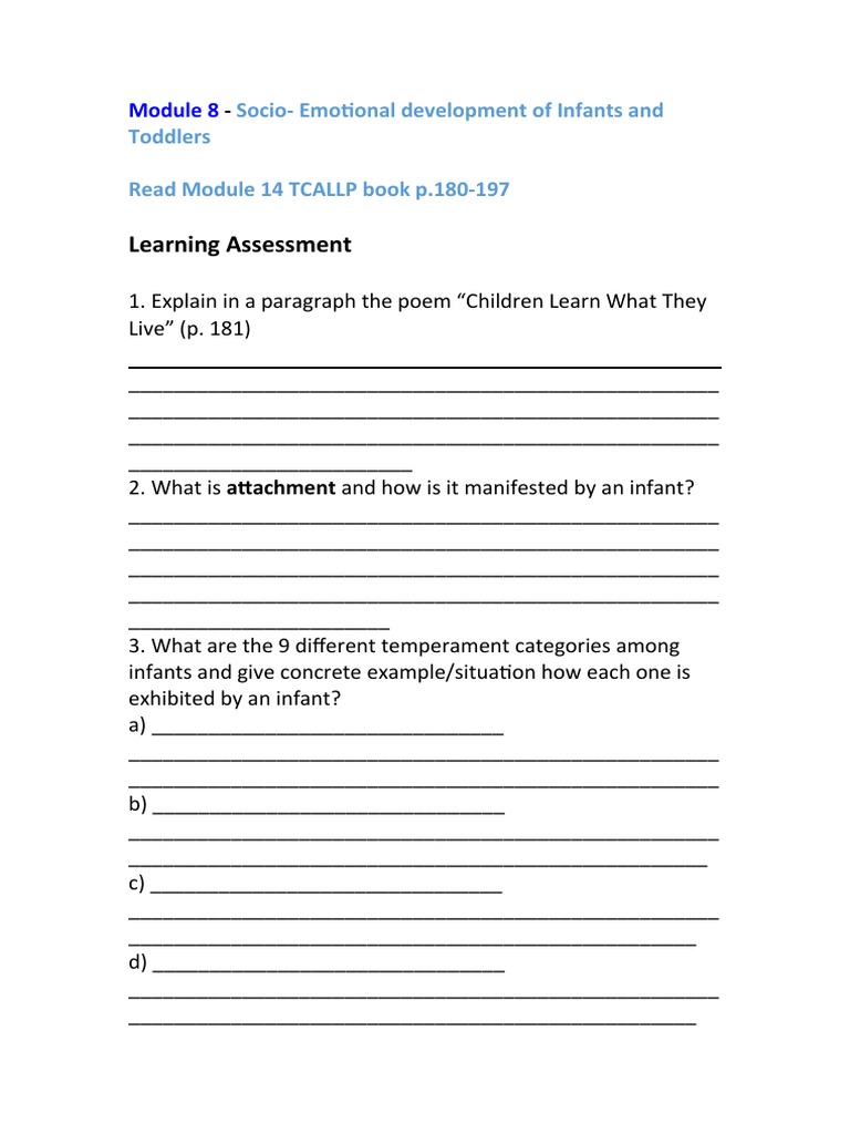 Module 8 Socio-Emotional Development of Infants and Toddlers | PDF ...