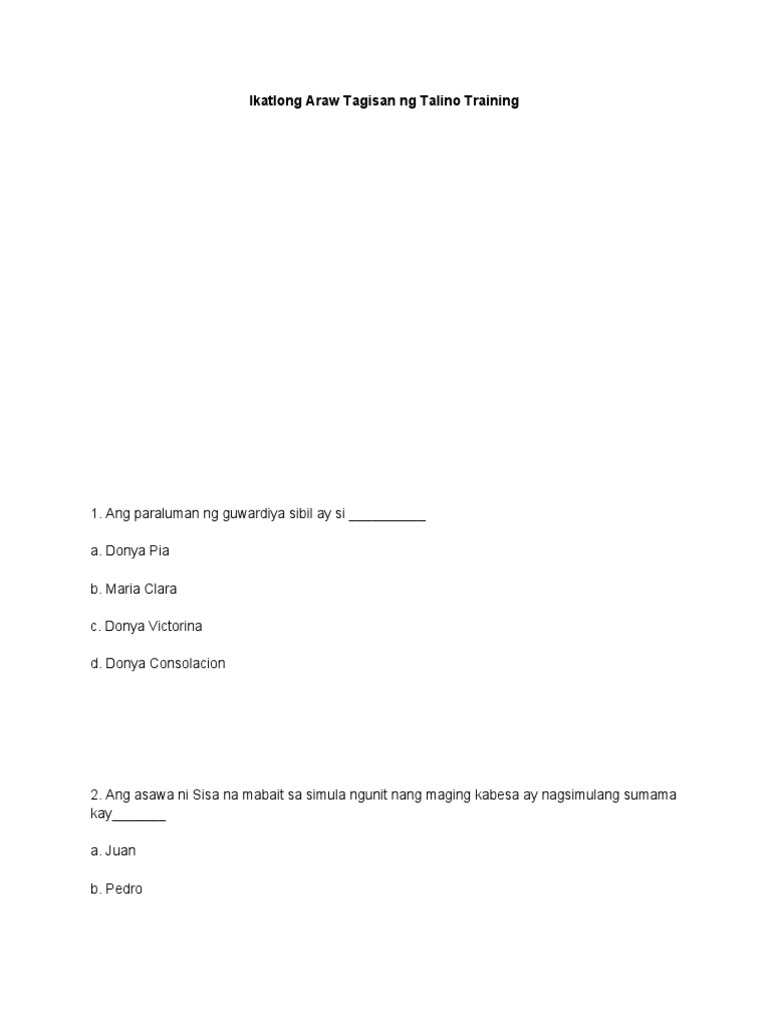 Ikatlong Araw Tagisan NG Talino Training | PDF