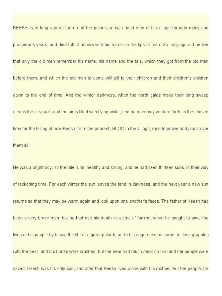 The Story of Keesh English | PDF