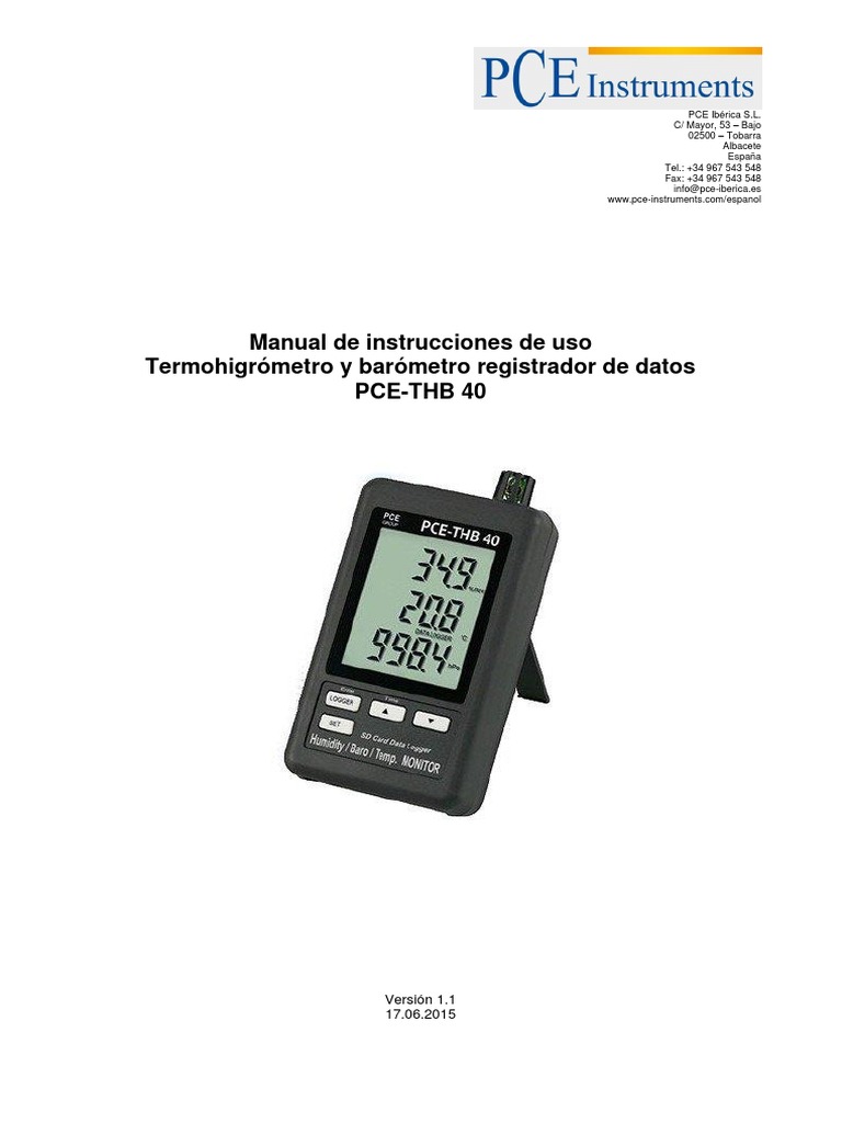 Manual Pce thb40 v1.1 | PDF | Reciclaje | Almacenamiento de datos de la ...