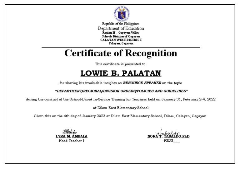 Certificate-Resource Speaker | PDF