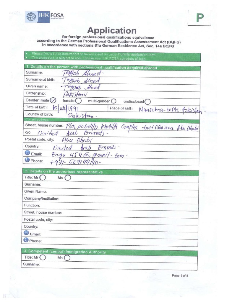 Ihk - Fosa Applicition PDF | PDF