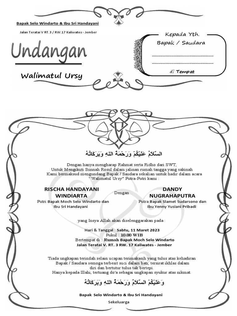 Undangan - Walimatul - Ursy Print | PDF