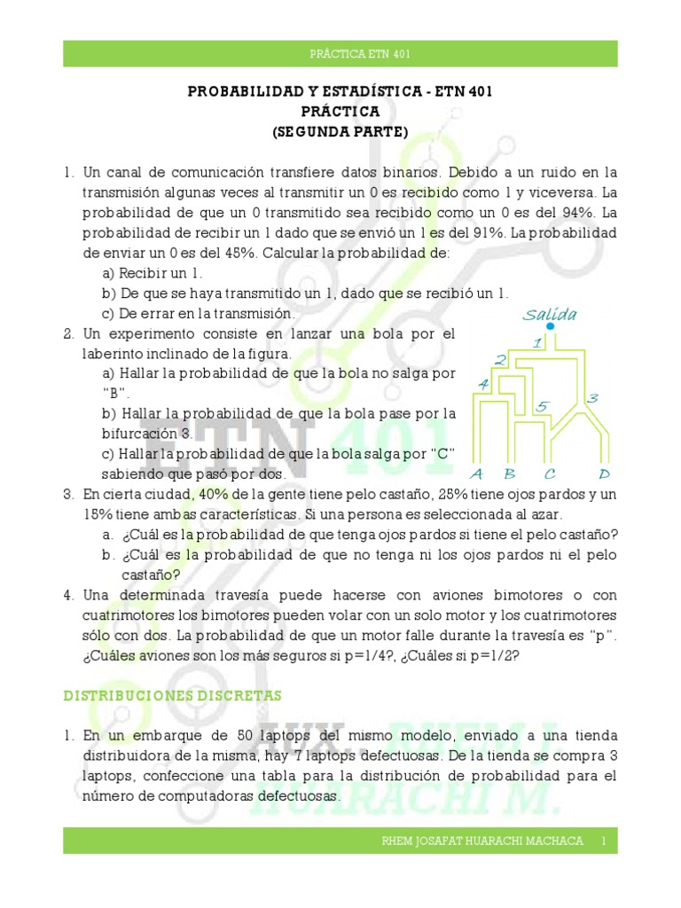 Práctica Parte 2 Etn 401 | PDF | Probabilidad