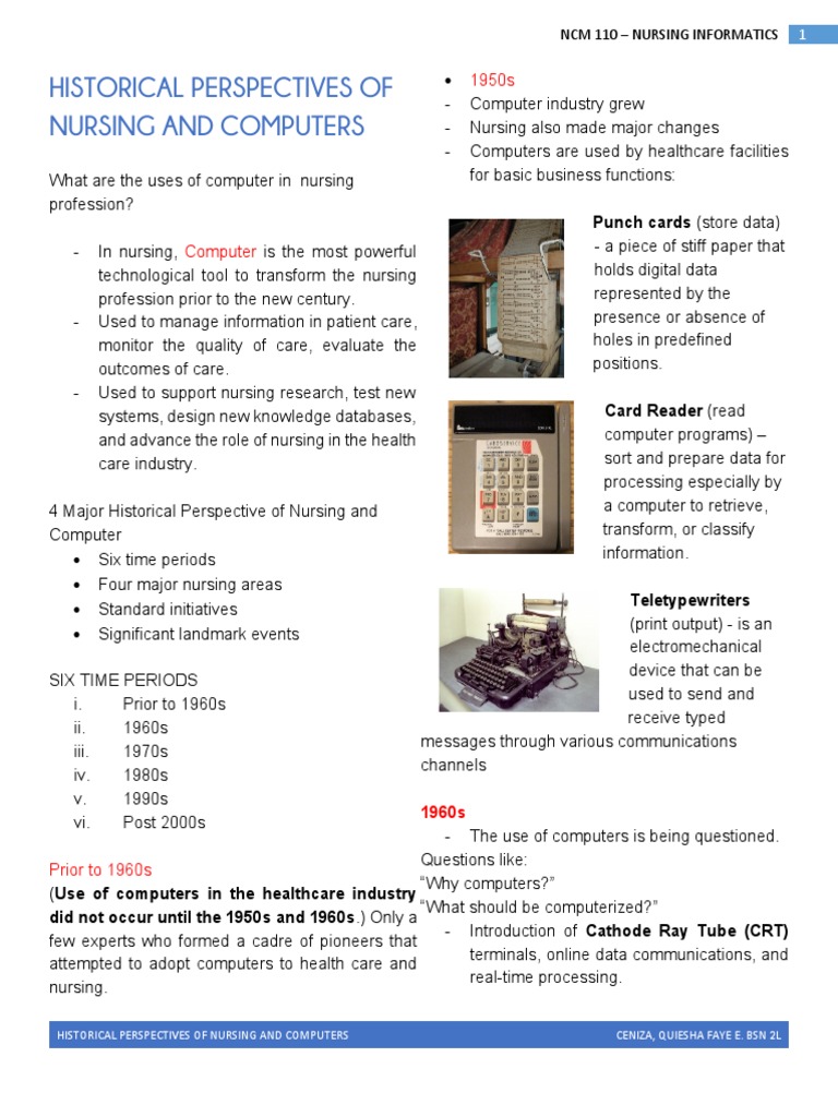 Nursing Informatics History Timeline | PDF | Nursing | Health Informatics