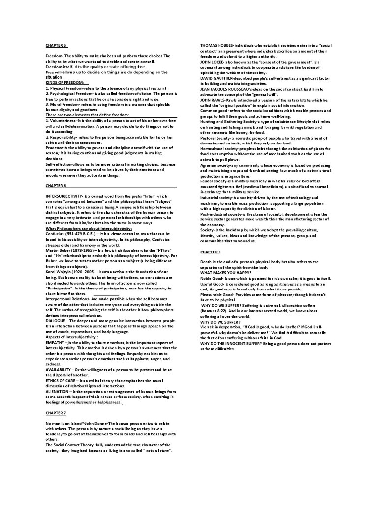 PHILO REVIEWER 2ndQ | PDF | Free Will | Society