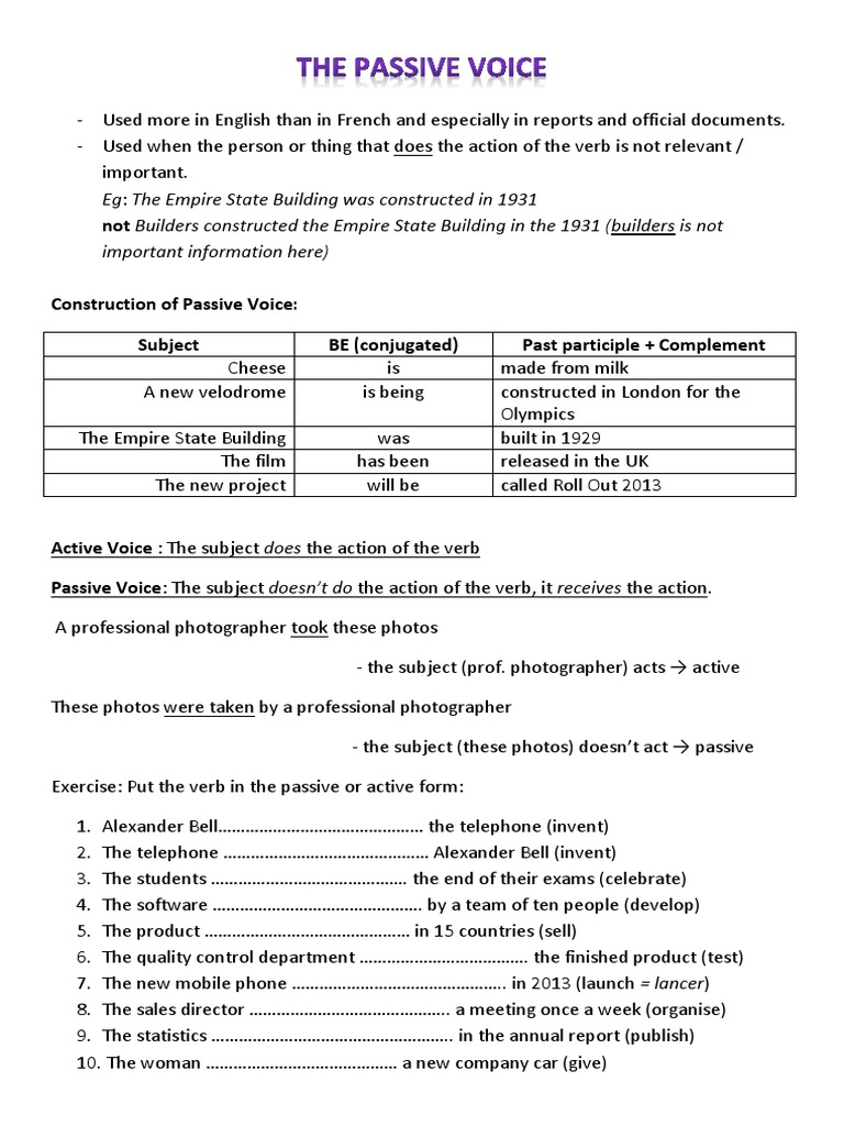 The Passive Voice Overview With Answers | PDF