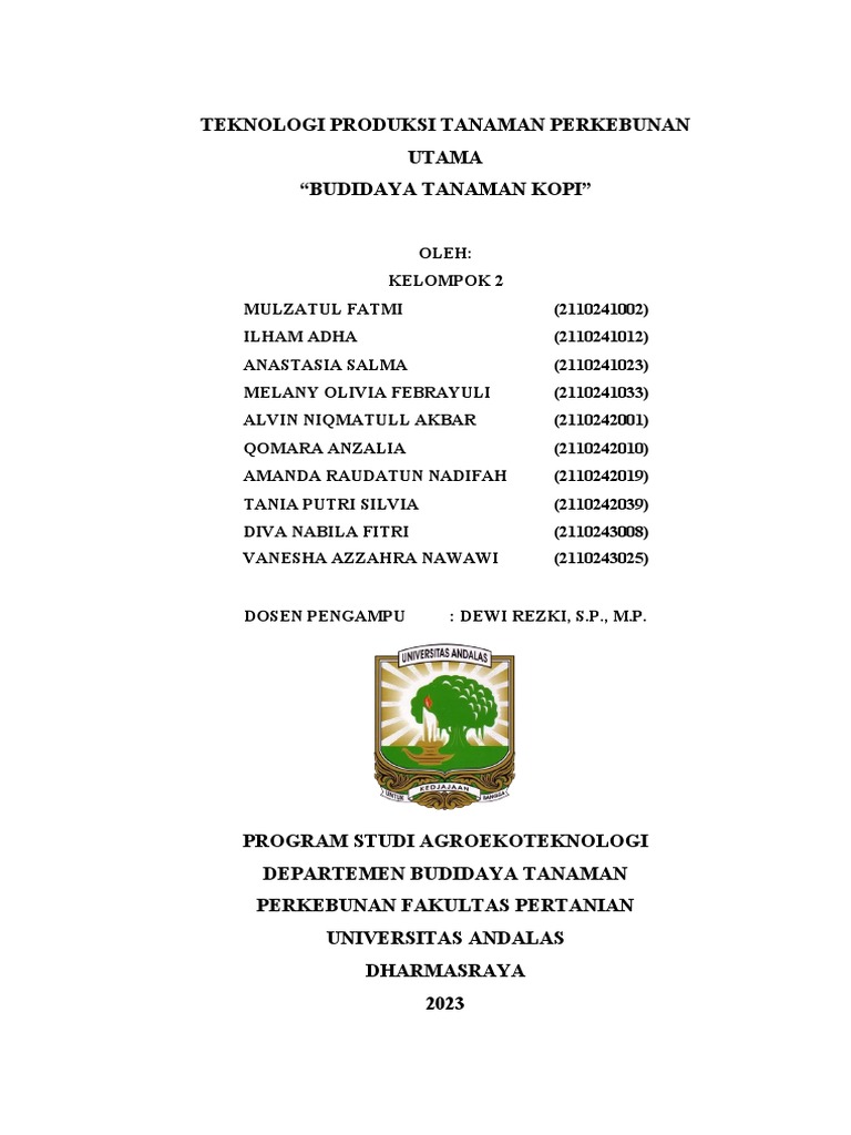 TPTP Klp2a Budidaya Kopi | PDF | Seni | Sains & Matematika