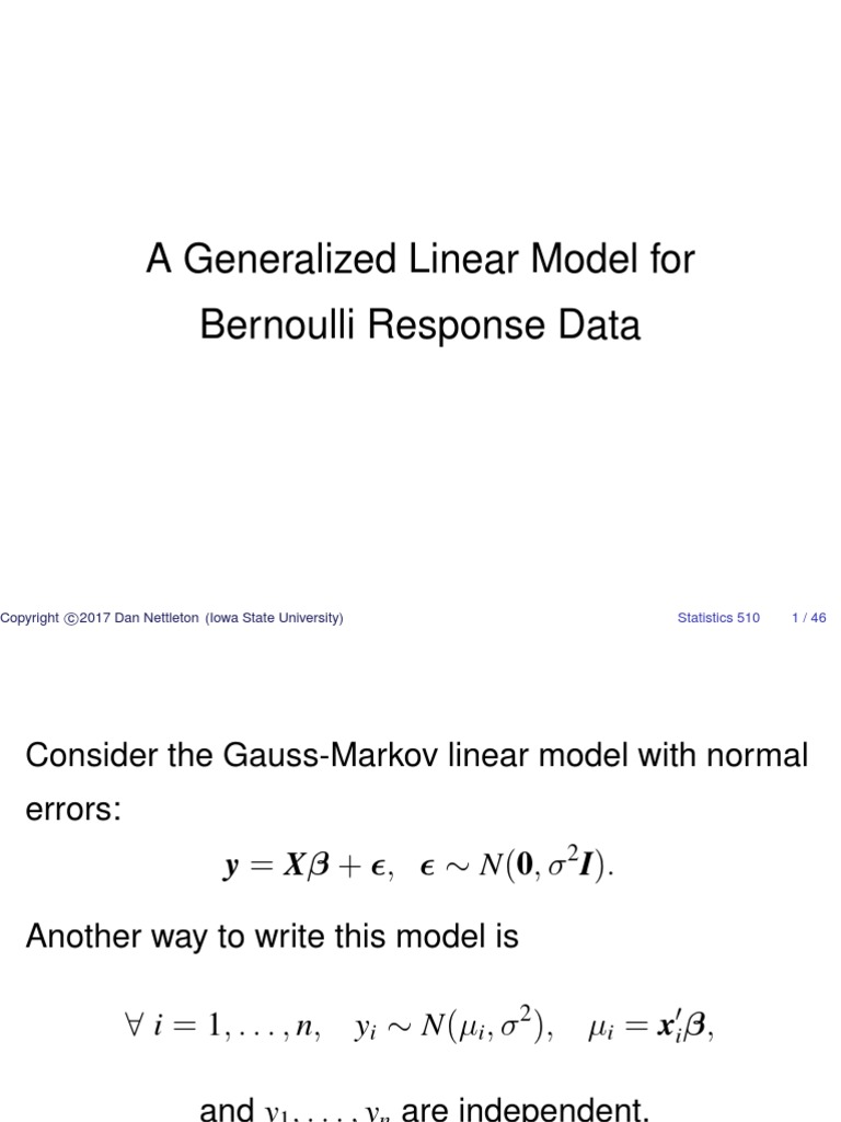 26GeneralizedLinearModelBernoulliAnnotated PDF | PDF | Logistic Regression | Linear Regression