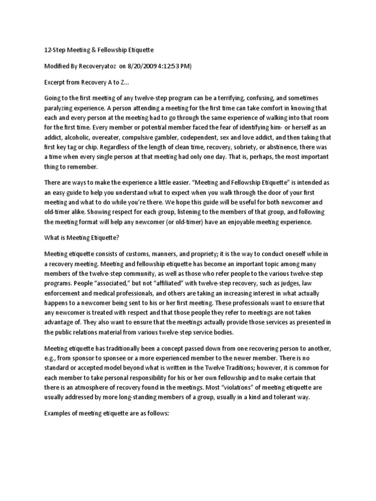 12 Step Etiquette | Download Free PDF | Twelve Step Program ...