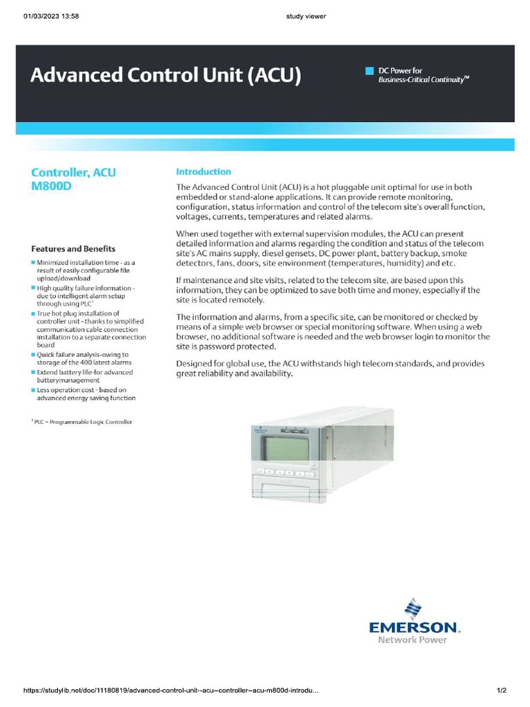 Emerson ACU-M800D | PDF