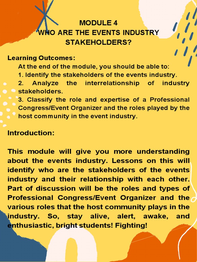 Events Management - Module 4 PDF | PDF | Stakeholder (Corporate ...