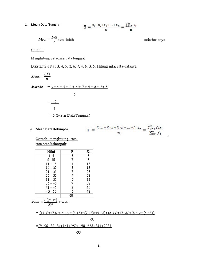 Rumus Dasar Statistik dan Contohnya | PDF