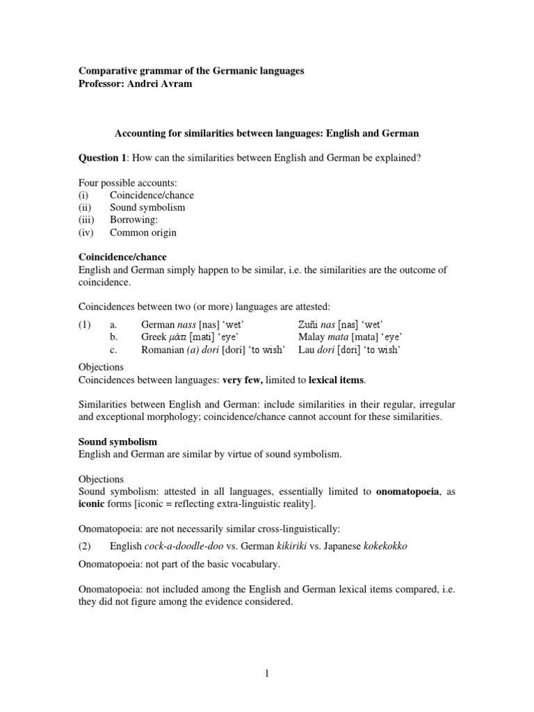 6 - Accounting For Similarities Between Languages. English and German ...
