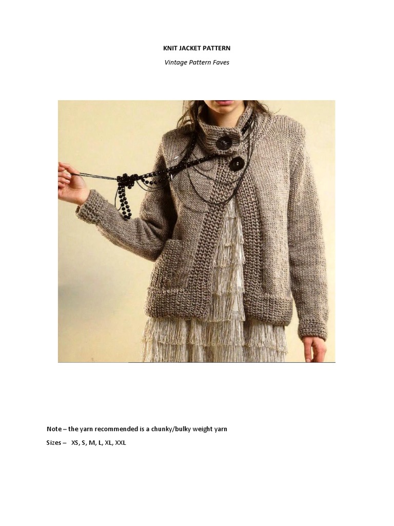 Vintage Knit Jacket Pattern Guide | PDF