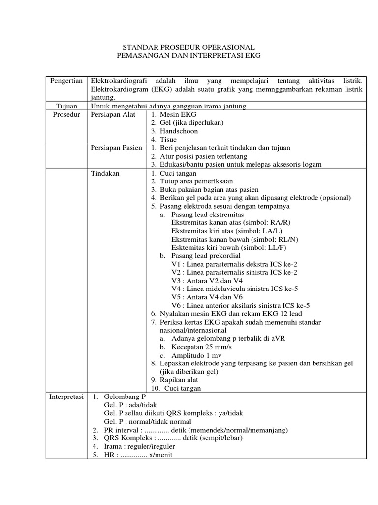 Panduan Pemasangan EKG | PDF | Metode & Bahan Ajar | Teknologi & Rekayasa