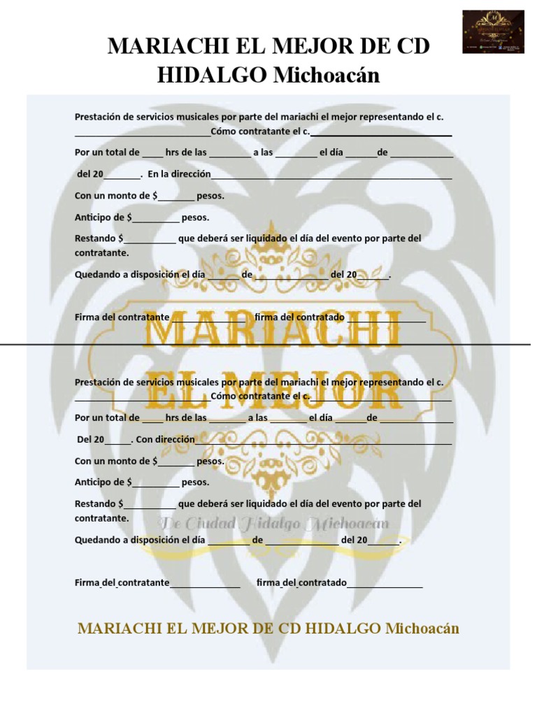 Contrato Mariachi - 015302 | PDF