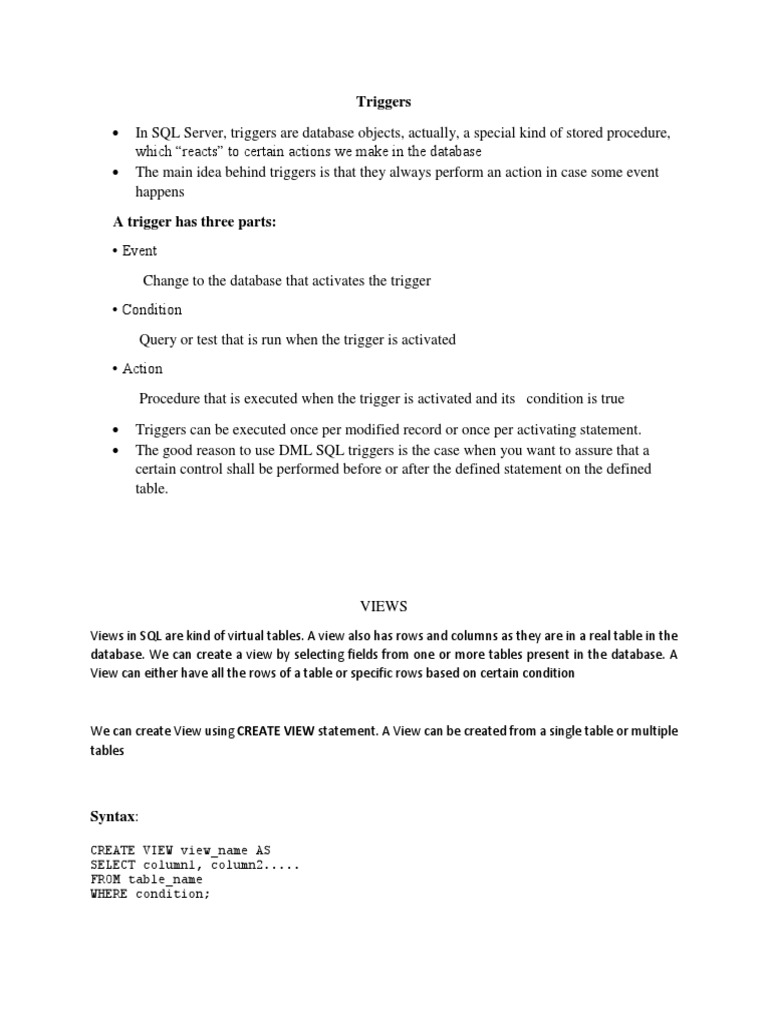 Triggers Views | PDF