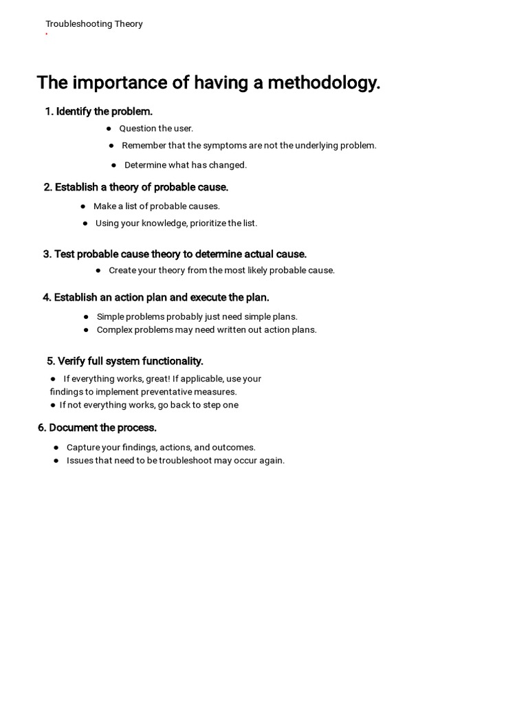 Troubleshooting Methodology Steps | PDF | Business