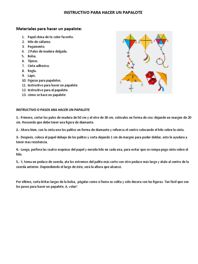 Instructivo para Hacer Un Papalote | PDF
