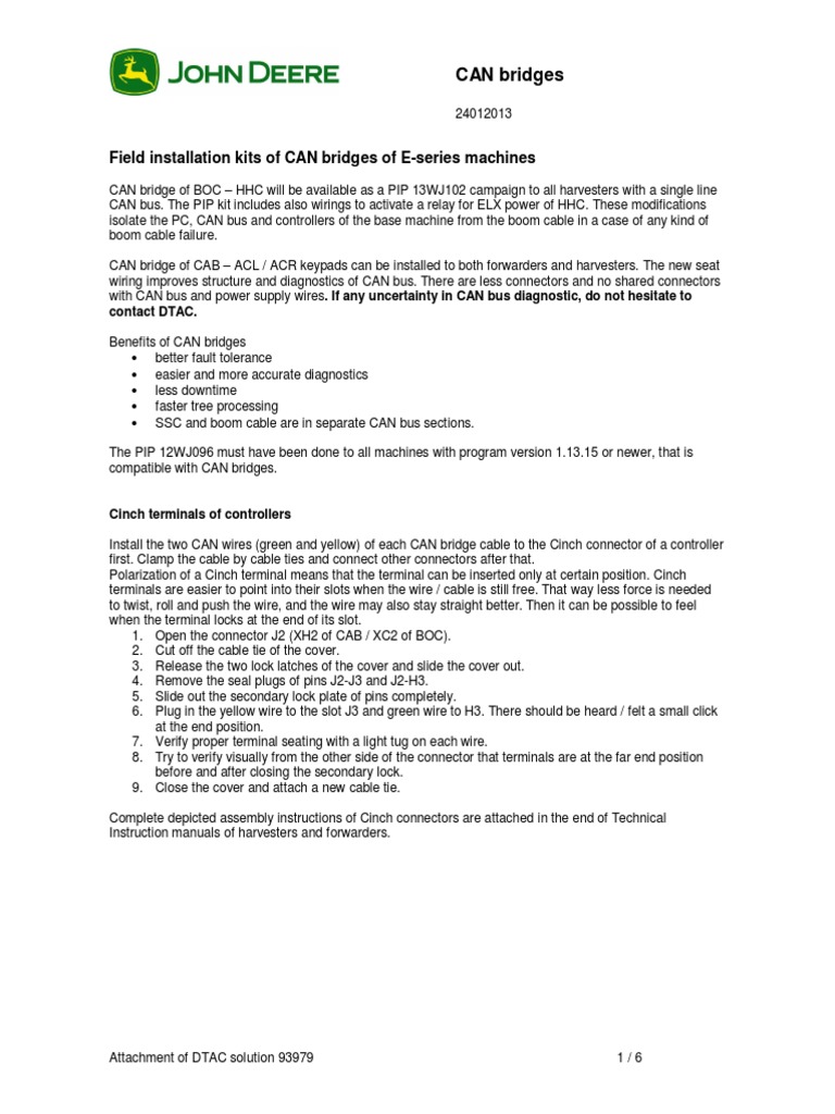 John Deere CAN Bridge Installation Guide | PDF | Electrical Connector ...