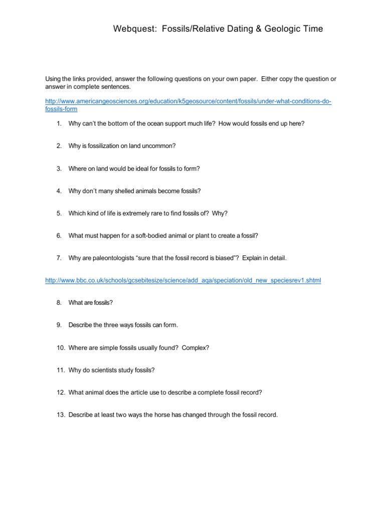 2022-2023 - Fossils - Radiometric Dating & Geologic Timescale Webquest ...