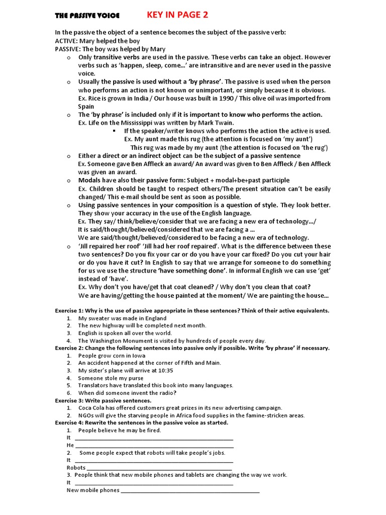 The Very Best of Passive Voice KEY | PDF | Verb | Syntax