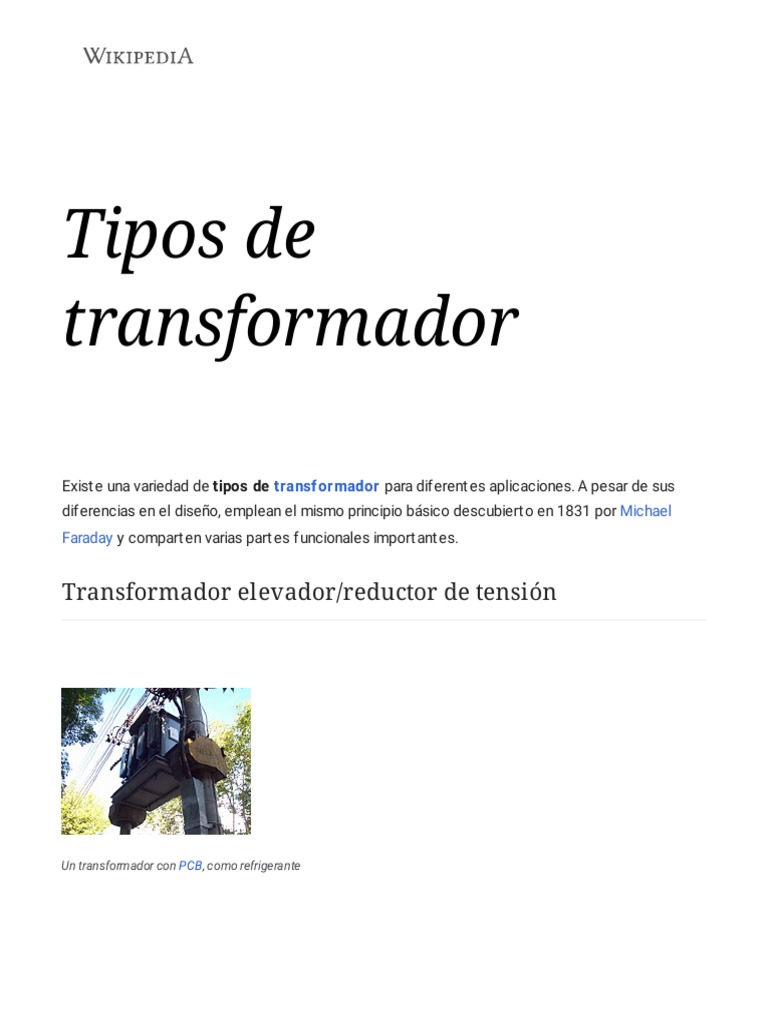 Tipos de Transformador - Wikipedia, La Enciclopedia Libre | PDF ... Tipos de Transformador - Wikipedia, La Enciclopedia Libre | PDF ...