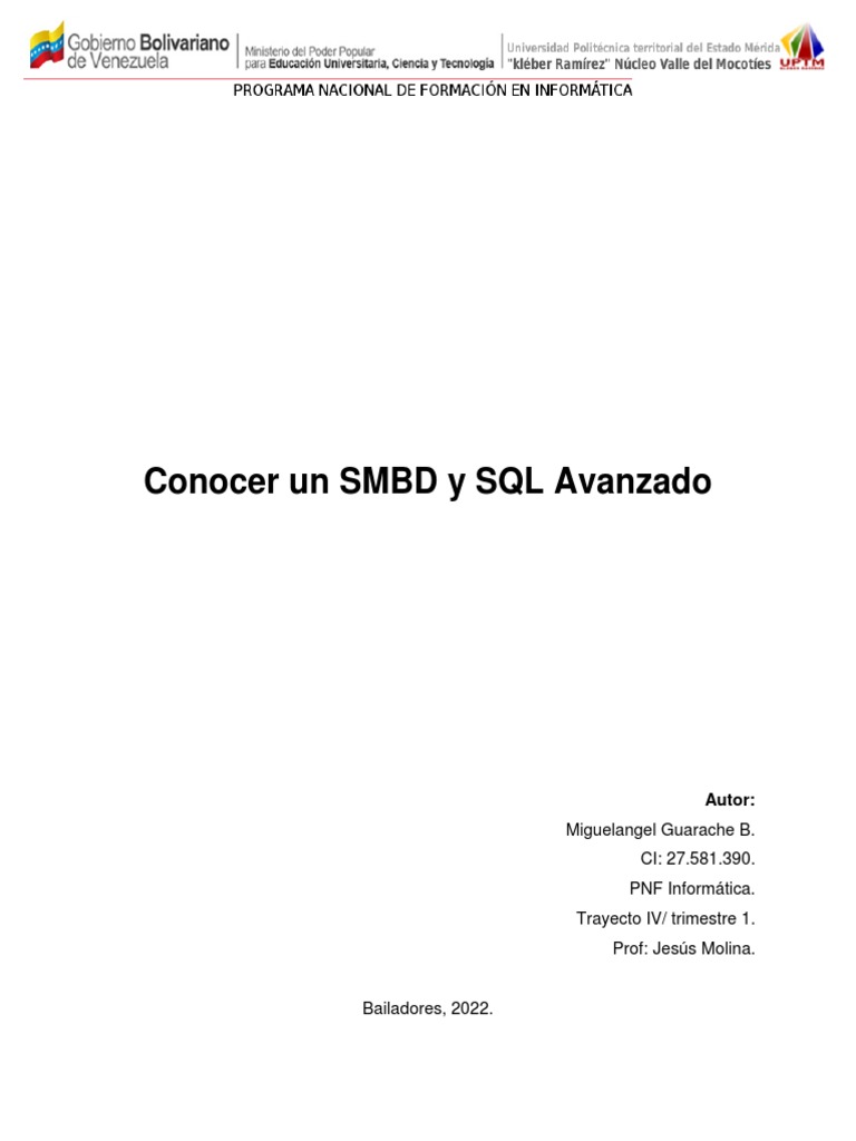 Conocer Un SMBD y SQL Avanzado | PDF | Bases de datos | Informática
