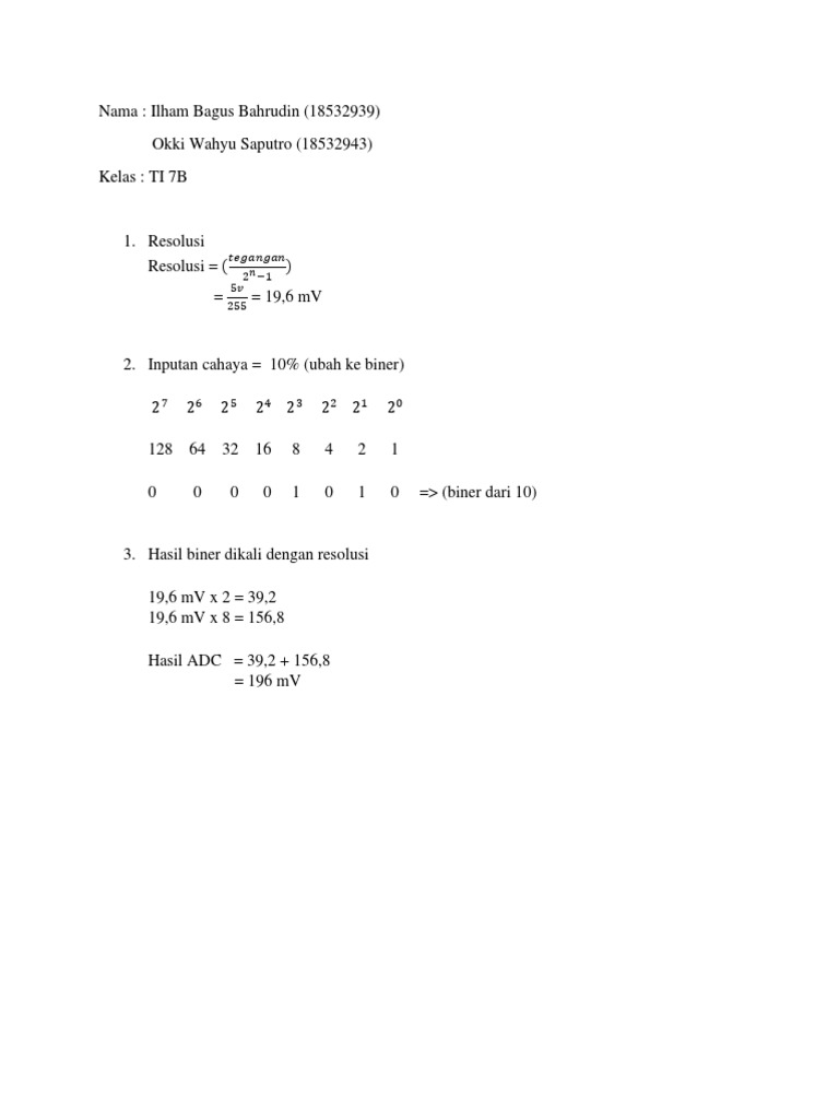 Rumus Konversi Tegangan ADC 19,6 mV | PDF