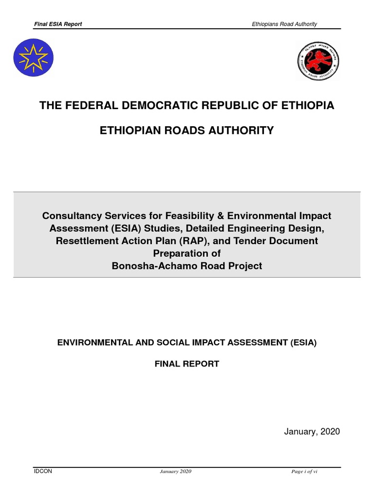 Final ESIA Report Bonosha-Achamo | PDF | Environmental Impact ...