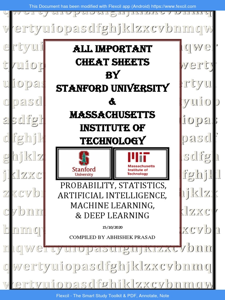 All in One CheatSheet PDF | Download Free PDF | Variance | Probability Density Function