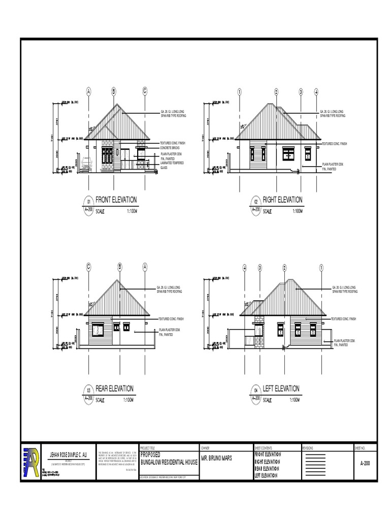 Front Elevation Right Elevation: Jehan Rose Dimple C. Ali | PDF | Brisbane | Residential Buildings