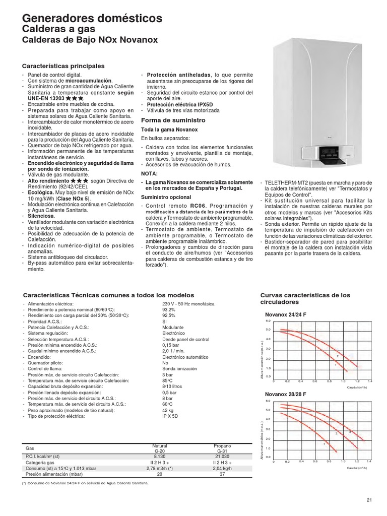 Caldera BAXI Cat - Novanox | PDF | Calentamiento de agua | Física ...