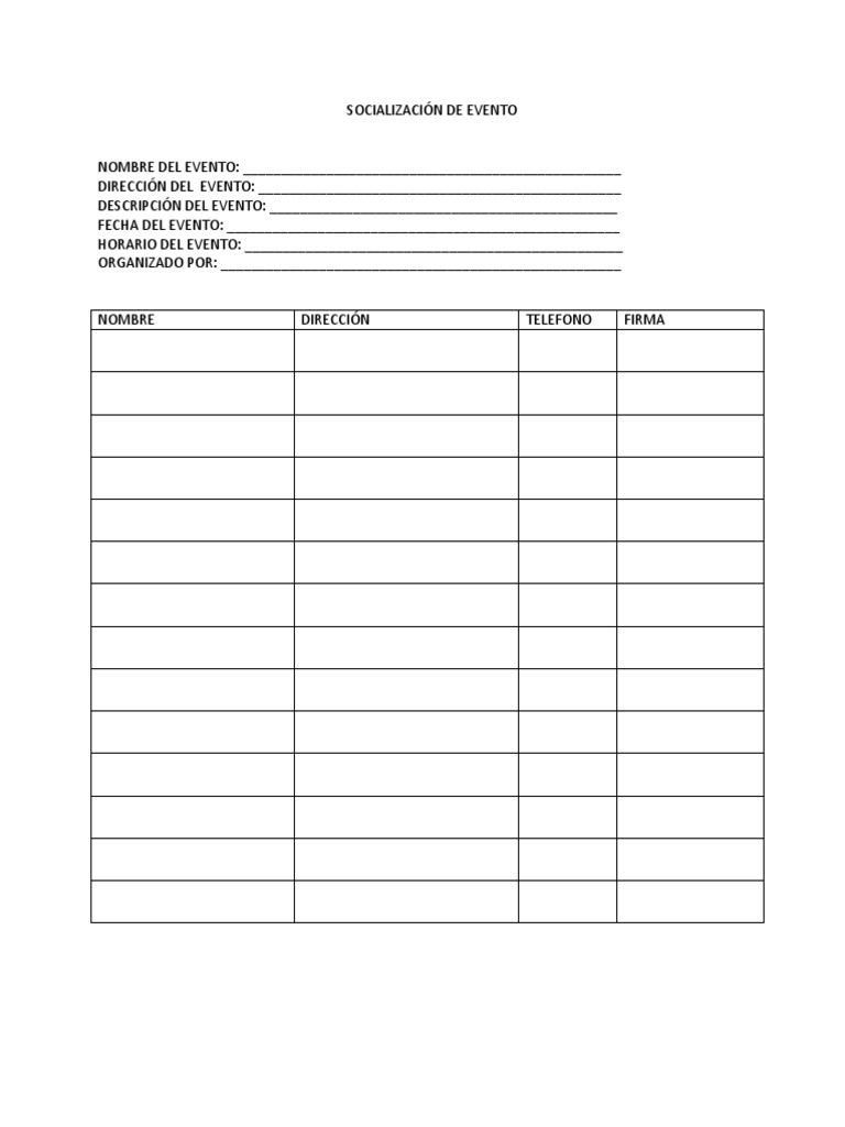 Formato de Socialización de Eventos PDF | PDF