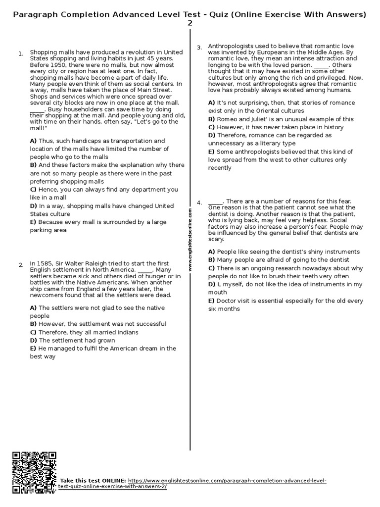 Paragraph Completion 2 | PDF | Homer | Digital Television