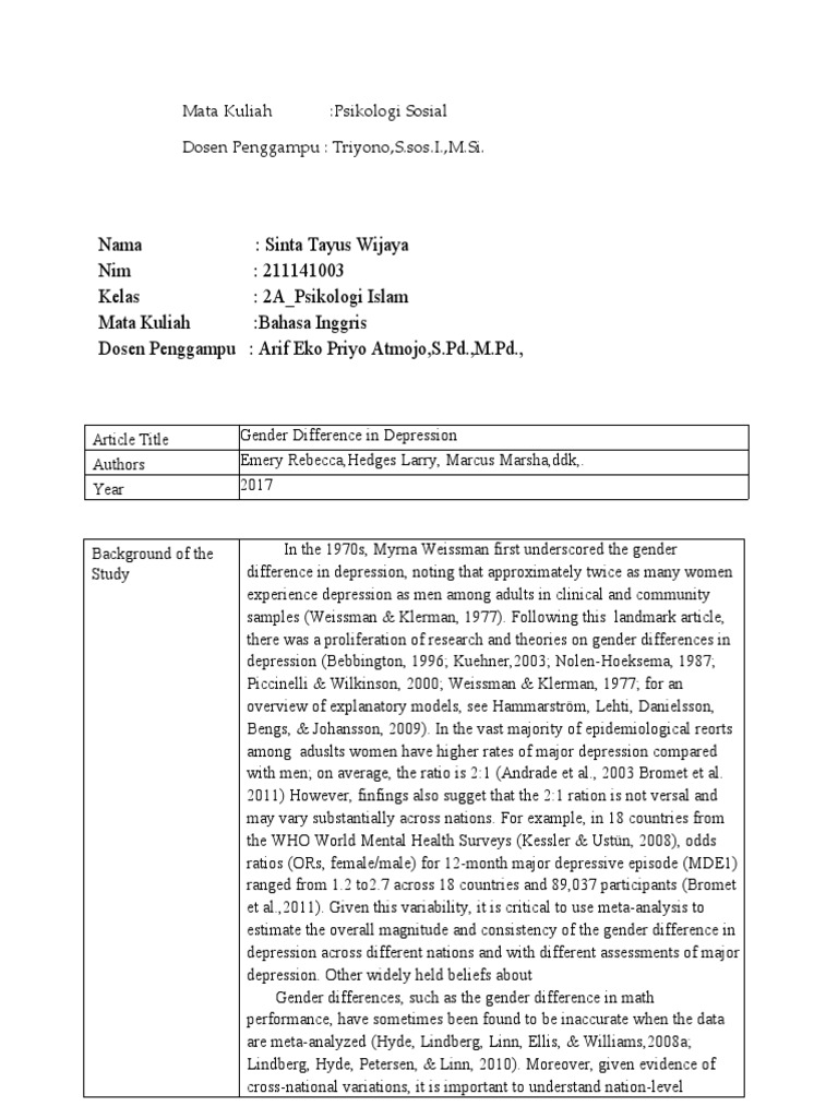 Review Jurnal Internation | PDF | Diagnostic And Statistical Manual Of ...