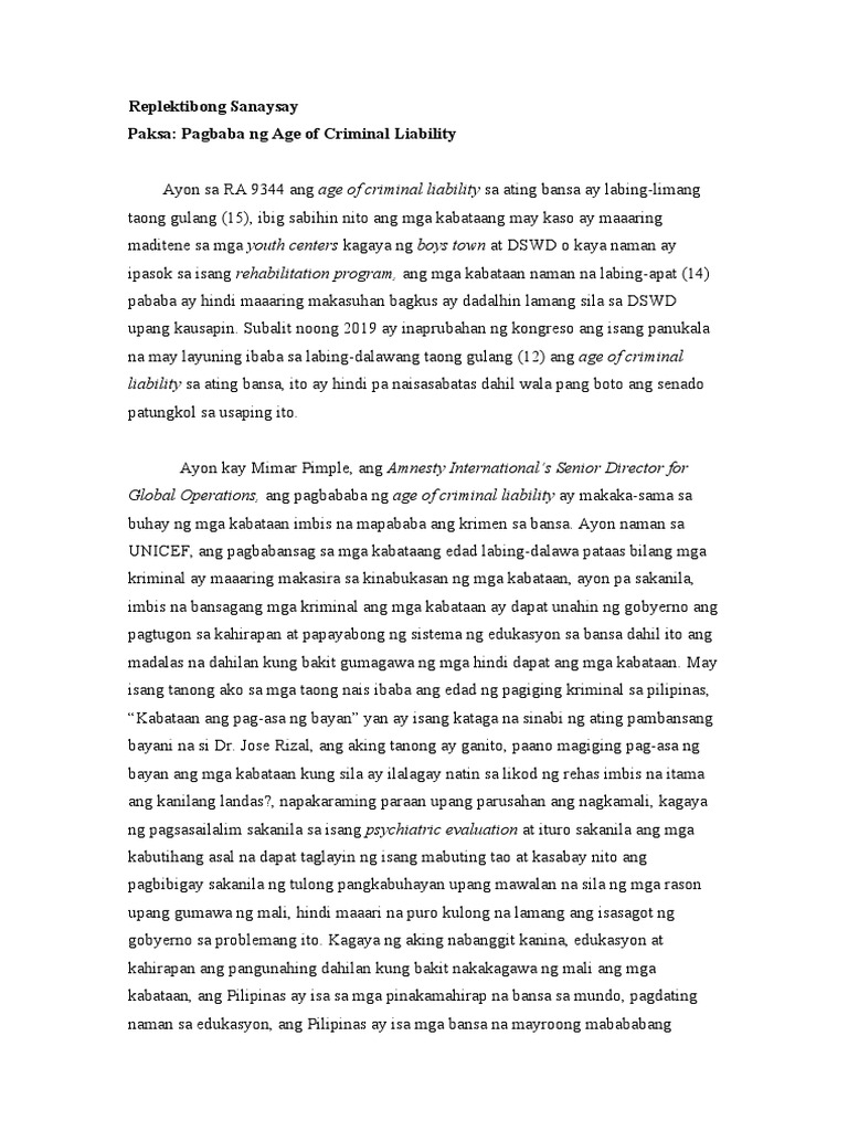 Replektibong Sanaysay | PDF