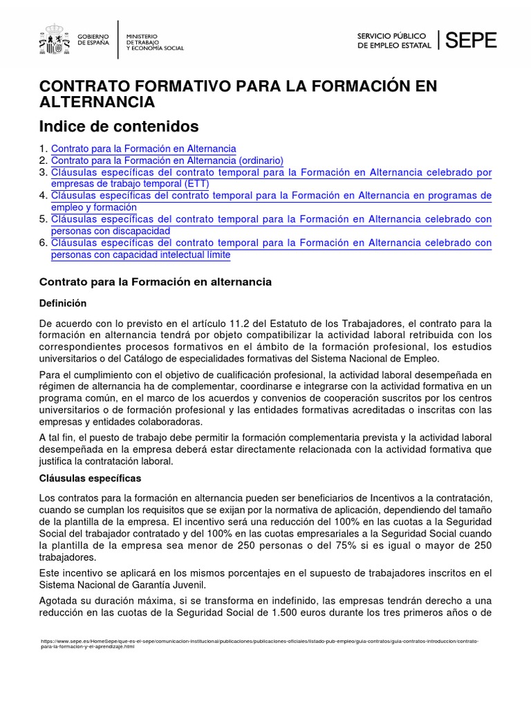 Contrato Formativo para La Formación en Alternancia PDF | PDF ...