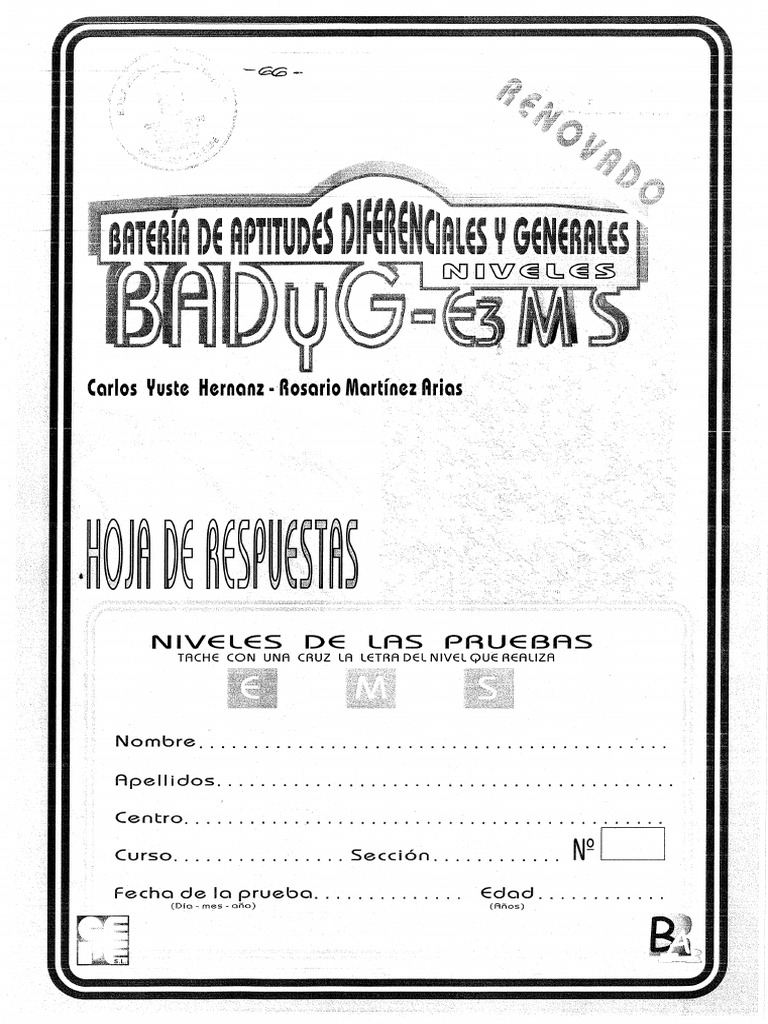HOJA DE RESPUESTA BADyG E3 | PDF