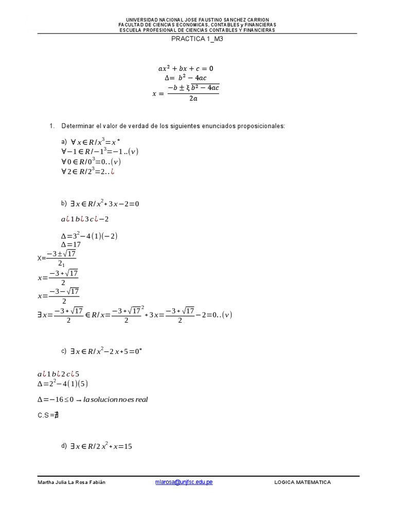 Practica 1 - M3 LM | PDF | Metalogica | Matemáticas